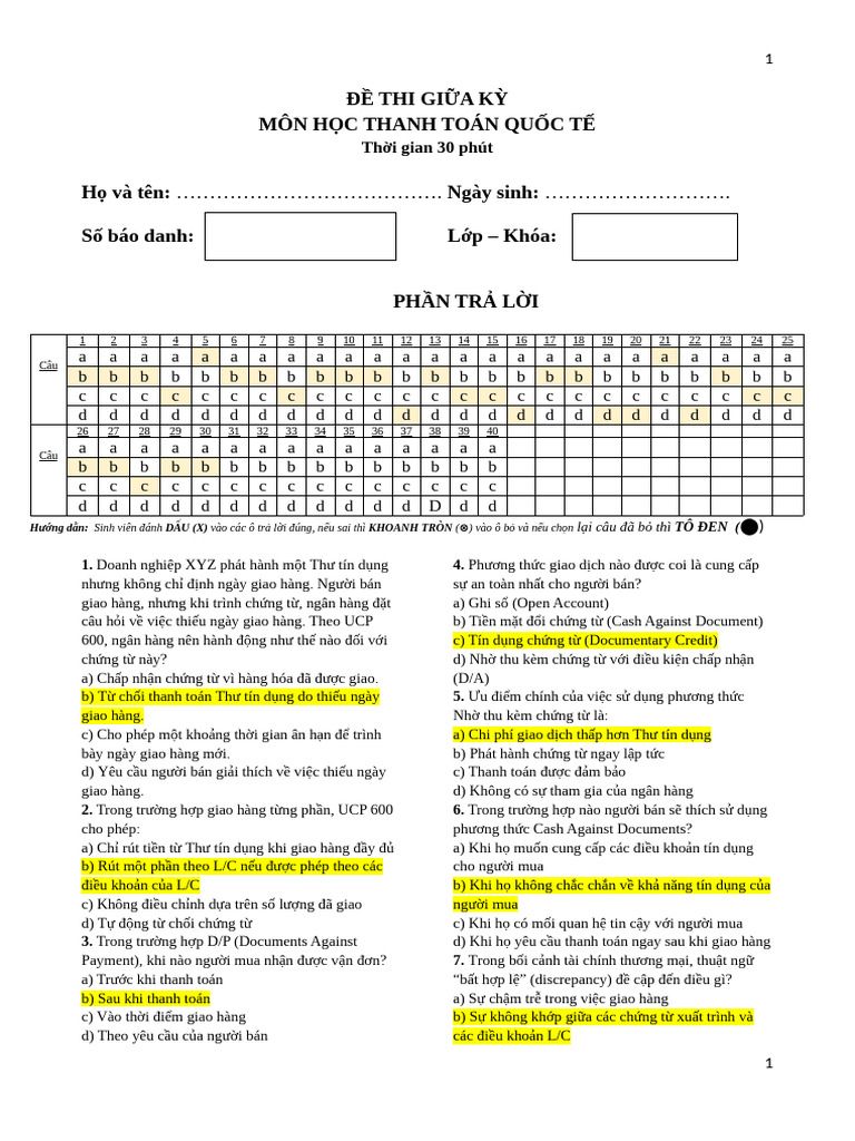 đề thi - TTQT - 3 - 25 - ko - m1 de1 | PDF