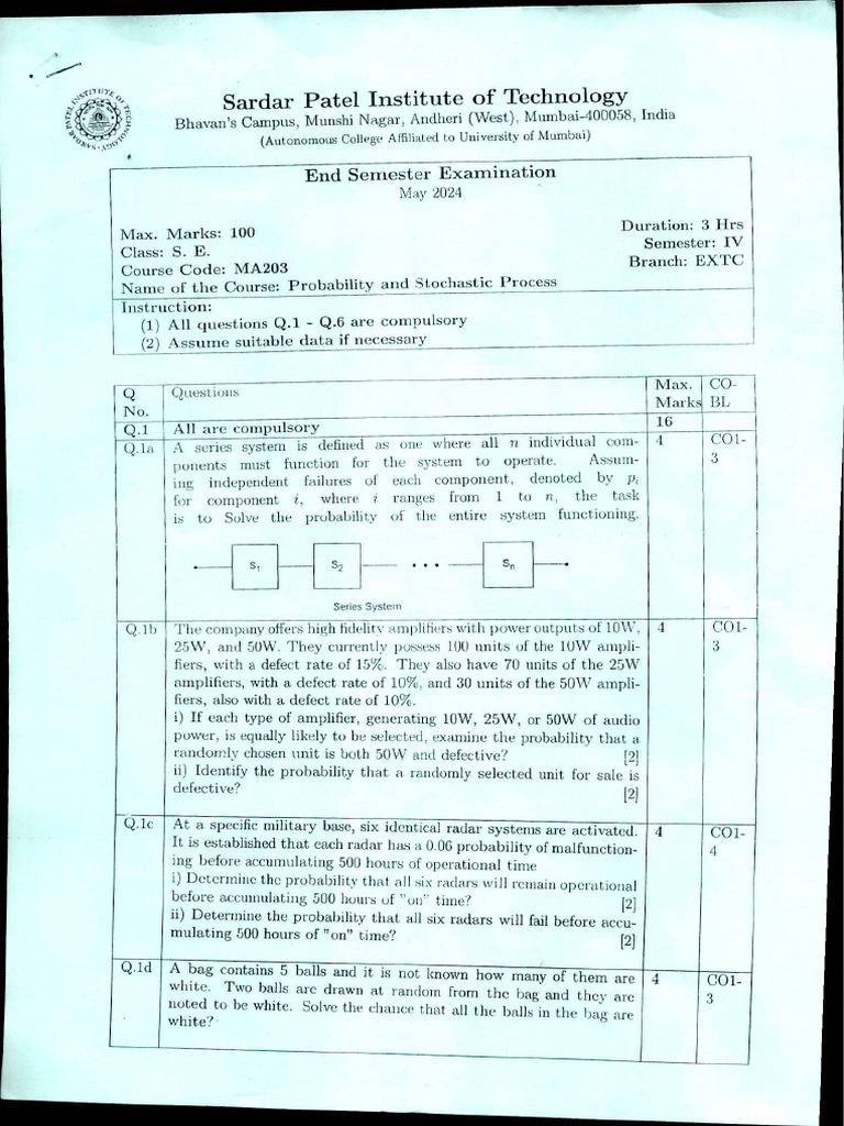 Sem 4 Probability and Stochastic Process | PDF | Poisson Distribution ...