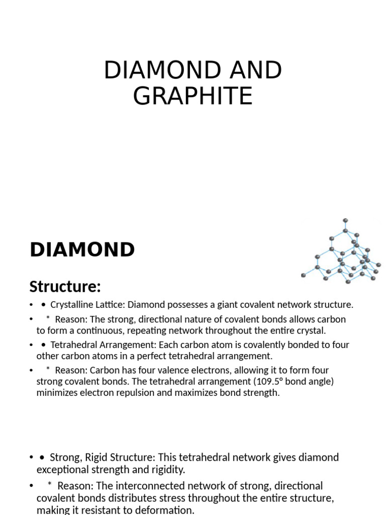 Diamond and Graphite | PDF | Chemical Bond | Covalent Bond