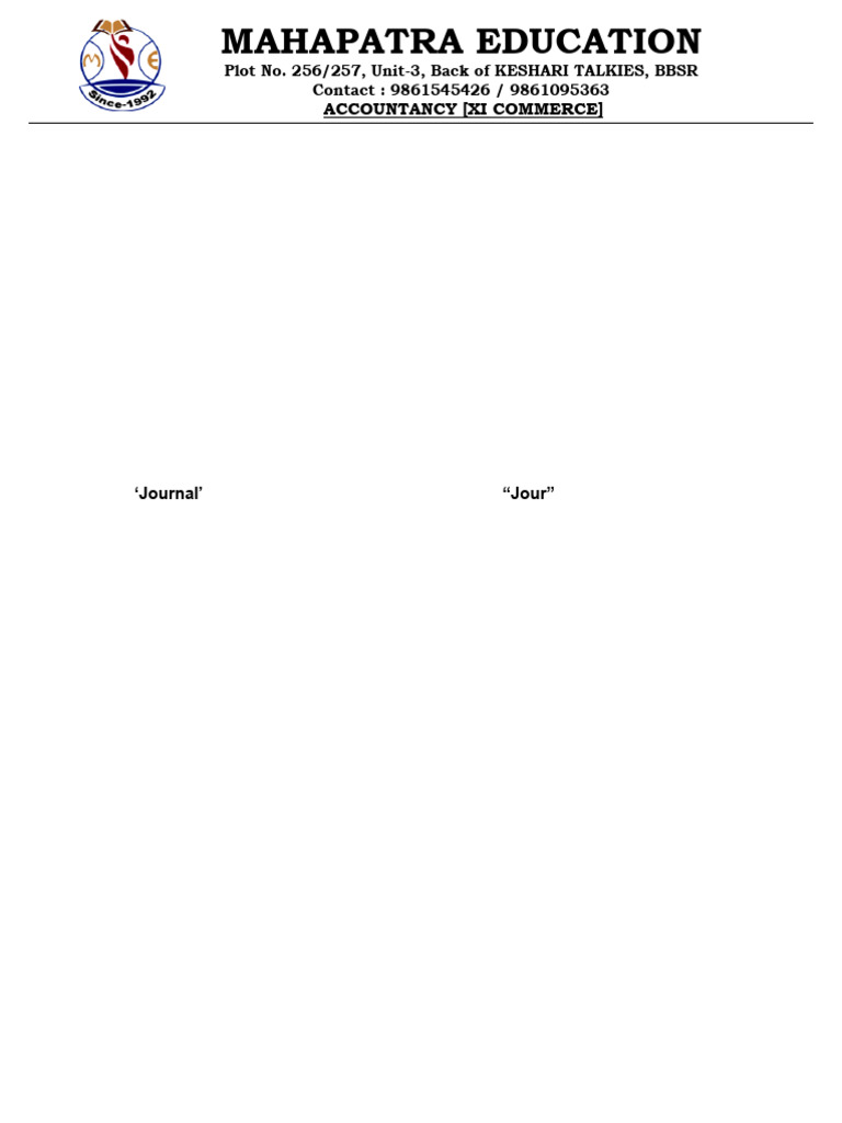 Accountancy Basics For Xi Commerce Pdf Debits And Credits