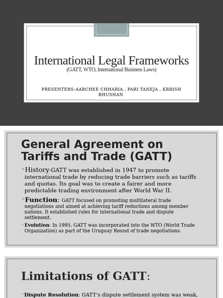 International Legal Frameworks (GATT, WTO | PDF | World Trade ...