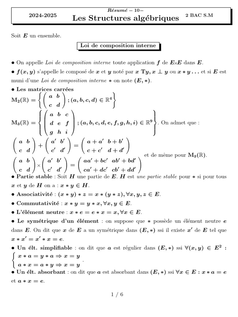 Structures algébriques et espaces vectoriels | PDF | Anneau ...