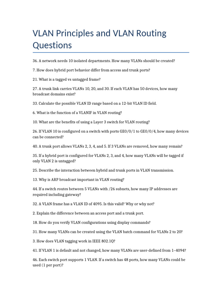 VLAN_Principles_and_Routing_Questions | PDF | Internet Architecture | Internet Protocols