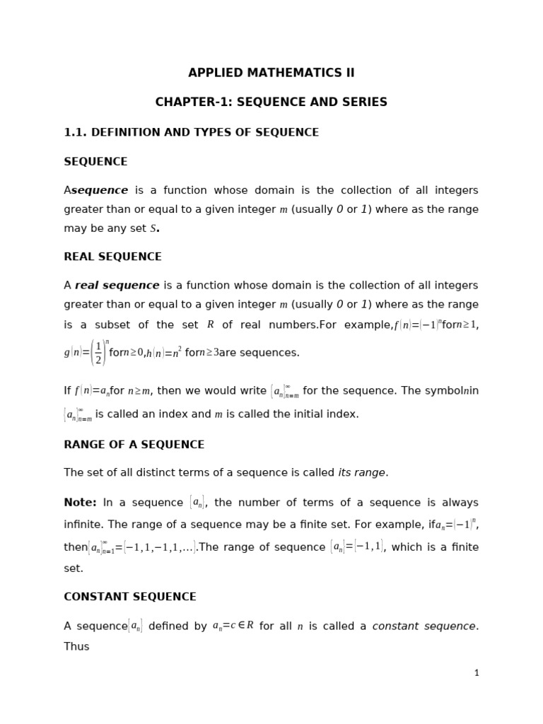 Applied Mathematics II Lecture Note | PDF | Sequence | Set (Mathematics)