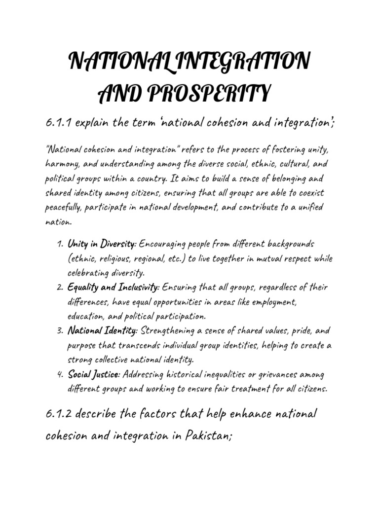 Promoting National Cohesion in Pakistan | PDF | Multiculturalism ...