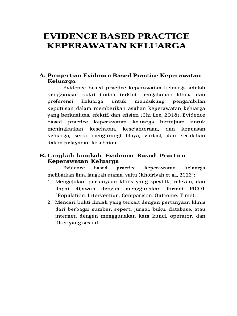 Evidence Based Practice Keperawatan Keluarga | PDF
