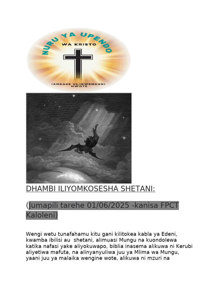 Dhambi Iliyomkosesha Shetani | PDF