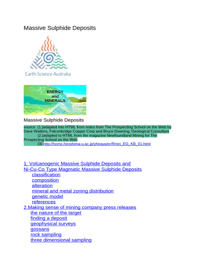 Understanding Massive Sulphide Deposits | PDF | Magma | Ore