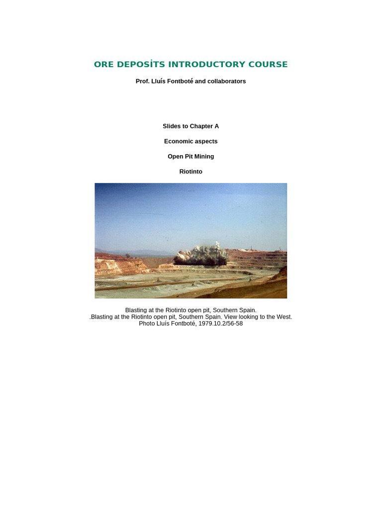 Ore Deposits Introductory Course | PDF | Geology | Petrology