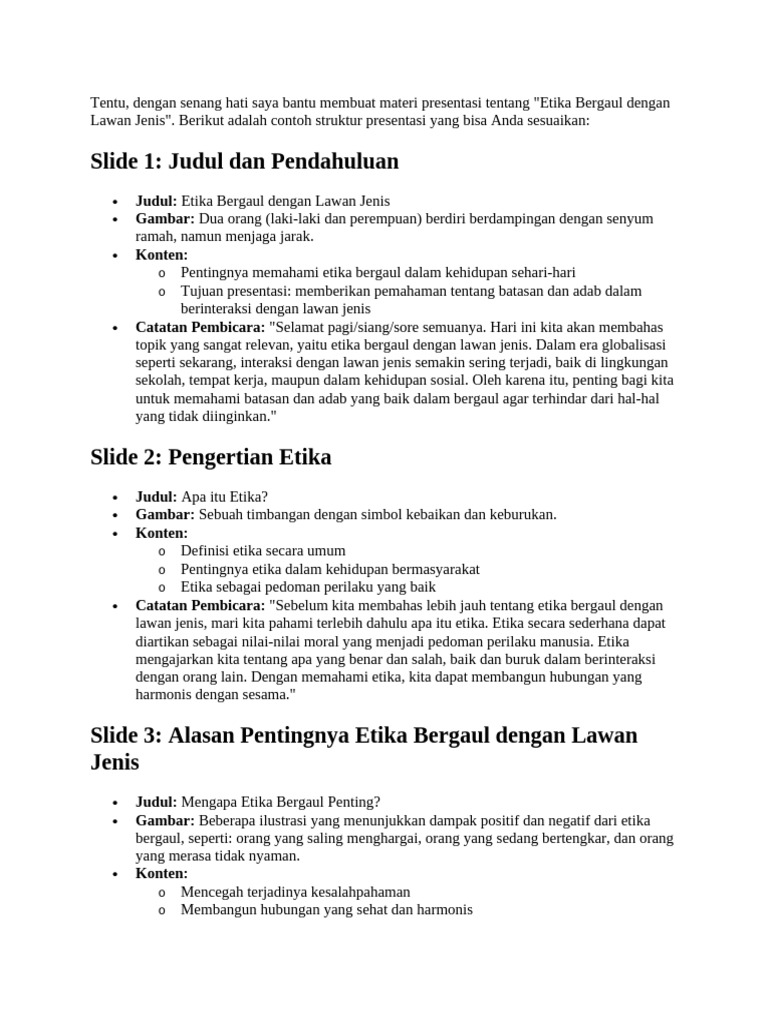 Etika Bergaul dengan Lawan Jenis | PDF