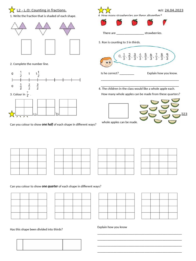 Maths - Year 2 L3 - Counting Fractions | PDF