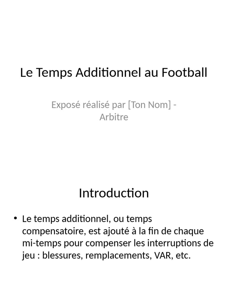 Exposé Temps Additionnel | PDF