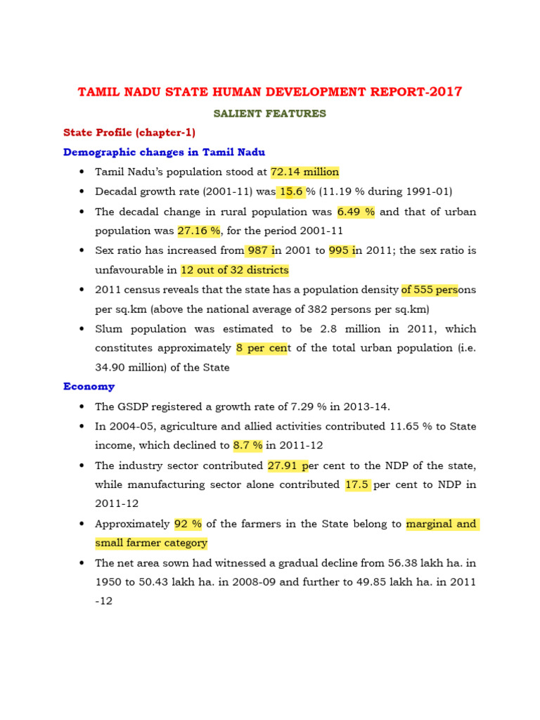 Tamil Nadu Human Development Report 2017 | PDF | Human Development ...