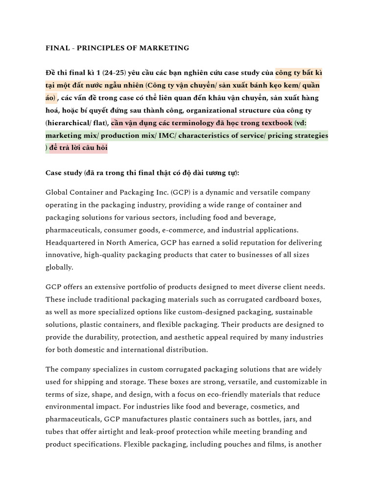 Tài Liệu Case Study Ôn Thi Final | PDF | Brand | Franchising