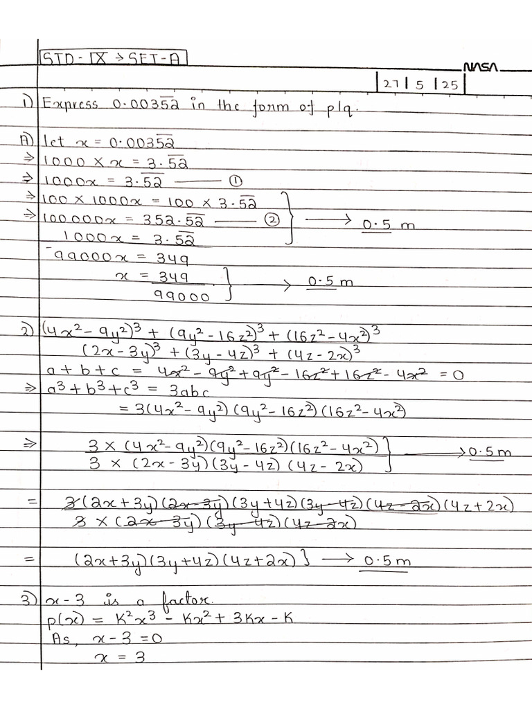 STD-IX SET-A MARKING SCHEME | PDF