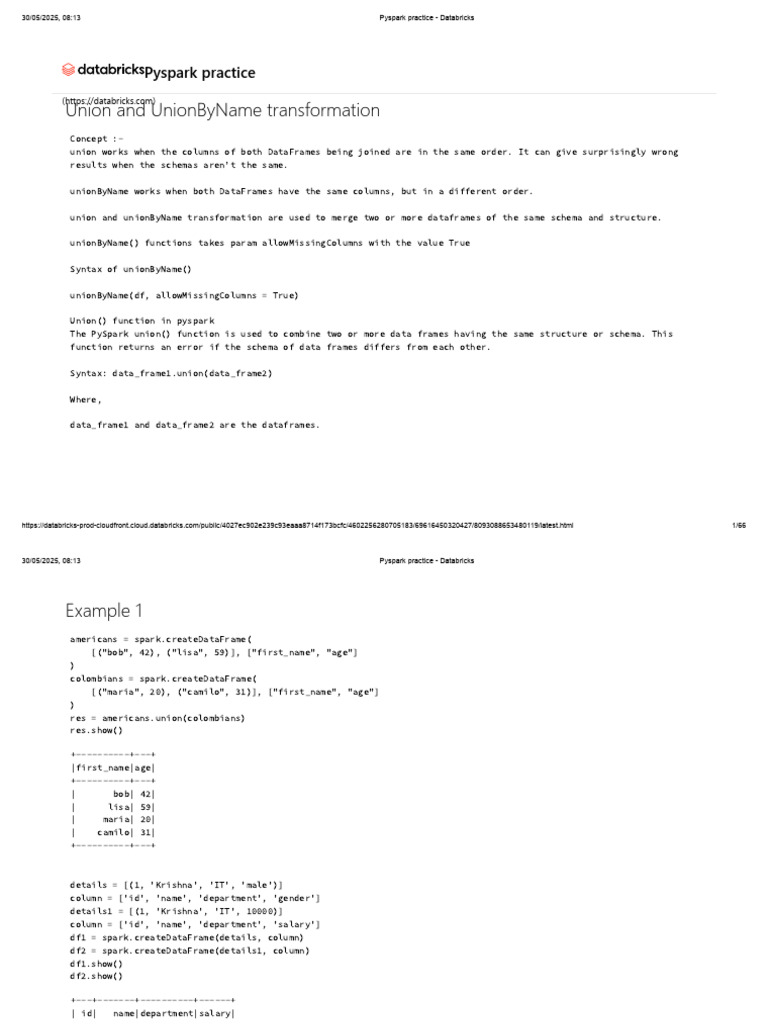 Pyspark Practice - Databricks | PDF | Computing | Computer Programming