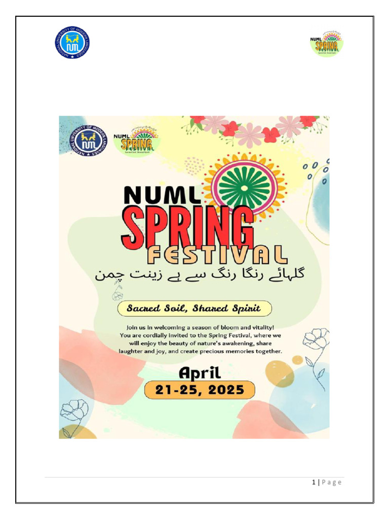 Proposal For Ridee NUML Spring Festival 2025 | PDF | Brand | Human ...