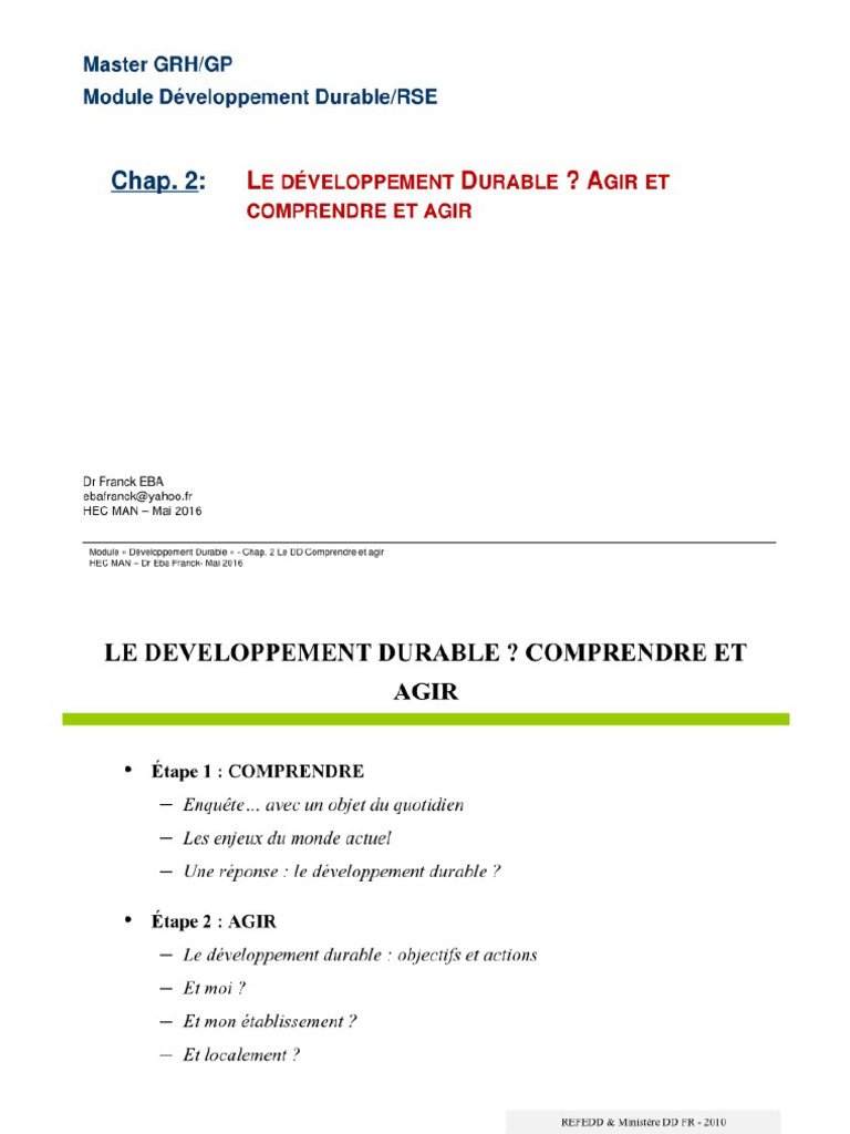 Chap 2 Le DD Comprendre Et Agir | PDF