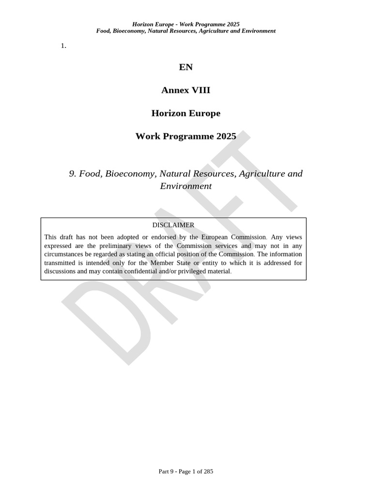 HORIZON-CL6-2025 07-22-2024 Version Clean | PDF | Sustainability ...