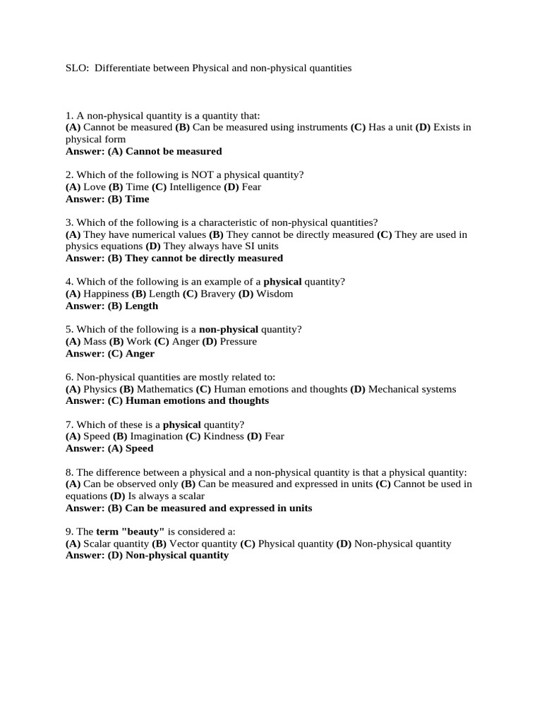 Physical and Non Physical Quantities | PDF