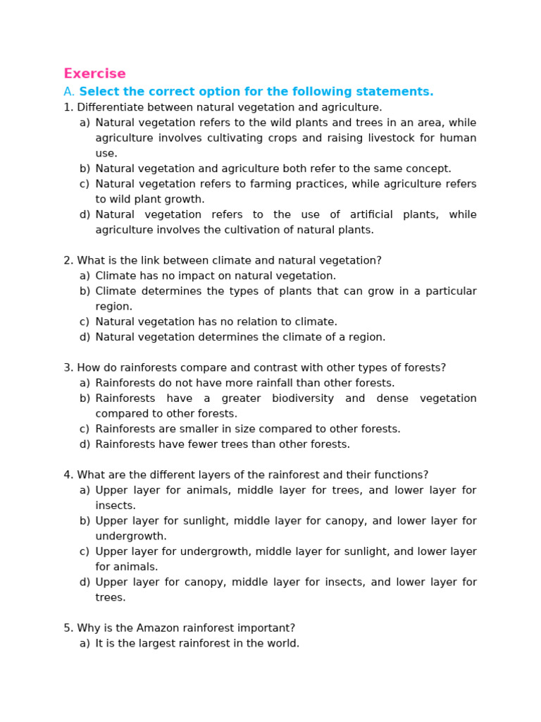 GEO Grade 6 Unit 4 Extended Exercise | PDF | Forests | Agriculture