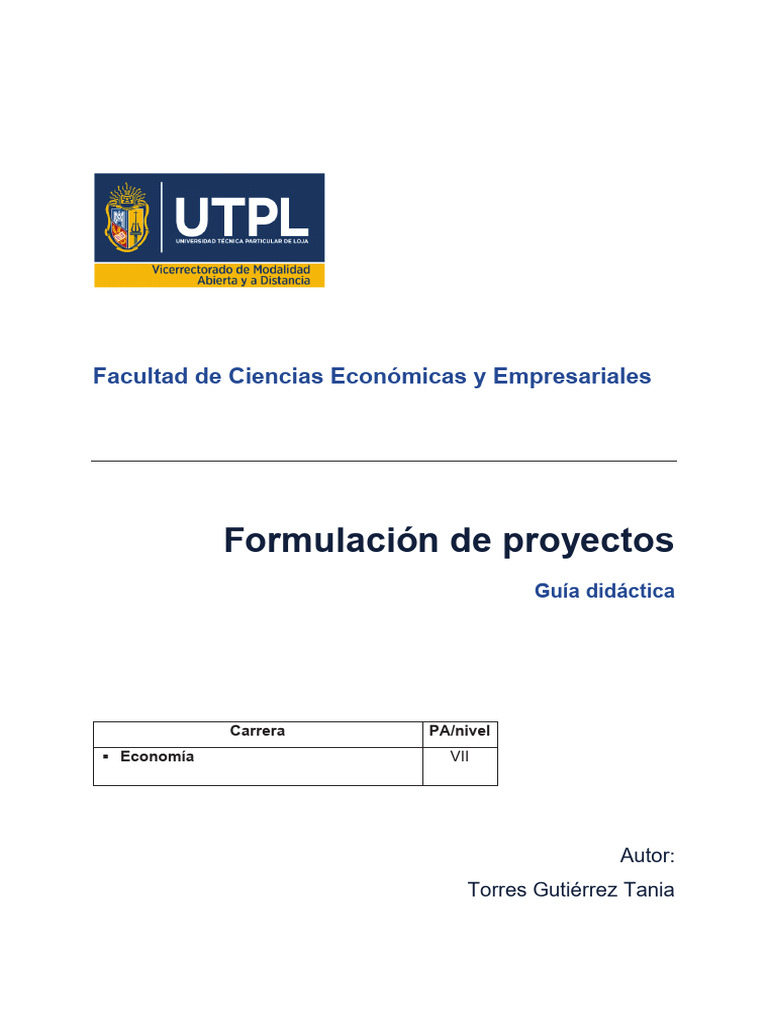 Guia Didactica Formulacion de Proyectos | PDF | Infraestructura | Toma de decisiones
