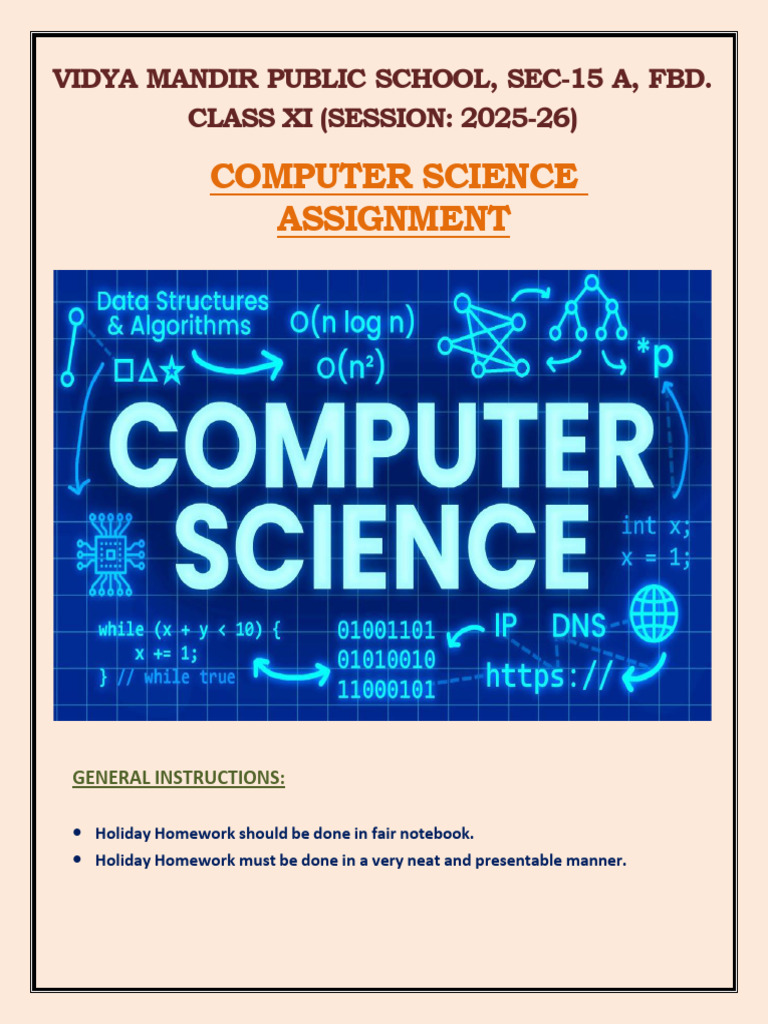 Xi Computer - Science - Assignment (2025-26) | PDF | Python (Programming Language) | Computer ...