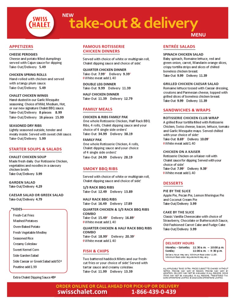 Swiss Chalet Menu | Salad | Eating Behaviors Of Humans