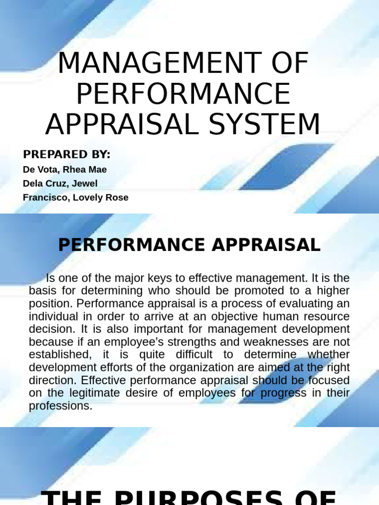Management of Performance Appraisal System | PDF | Performance Appraisal | Goal