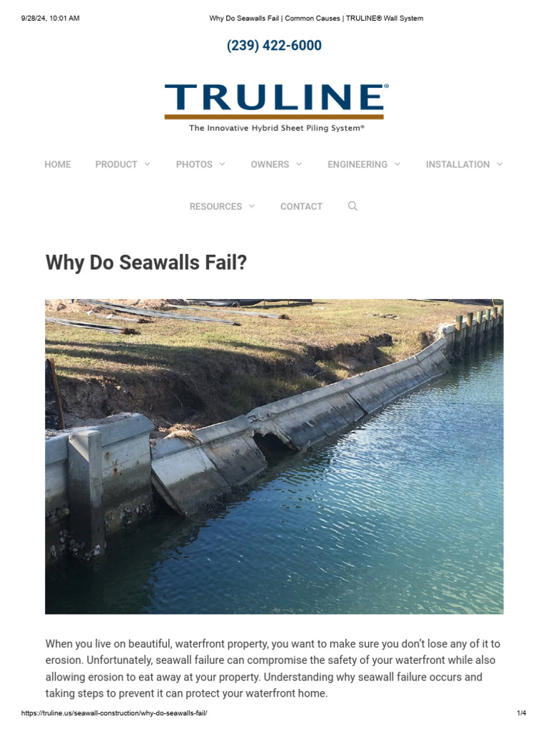 Why Do Seawalls Fail - Common Causes - TRULINE® Wall System | PDF ...