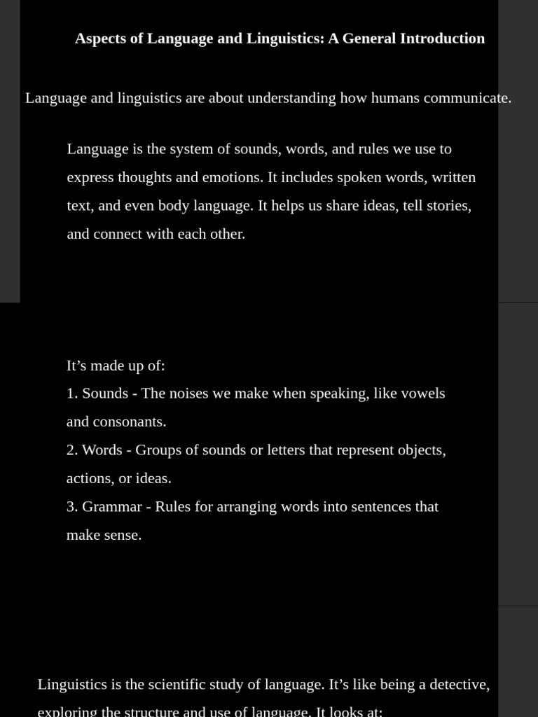 Aspects of Language and Linguistics Intro | PDF | Linguistics | Word