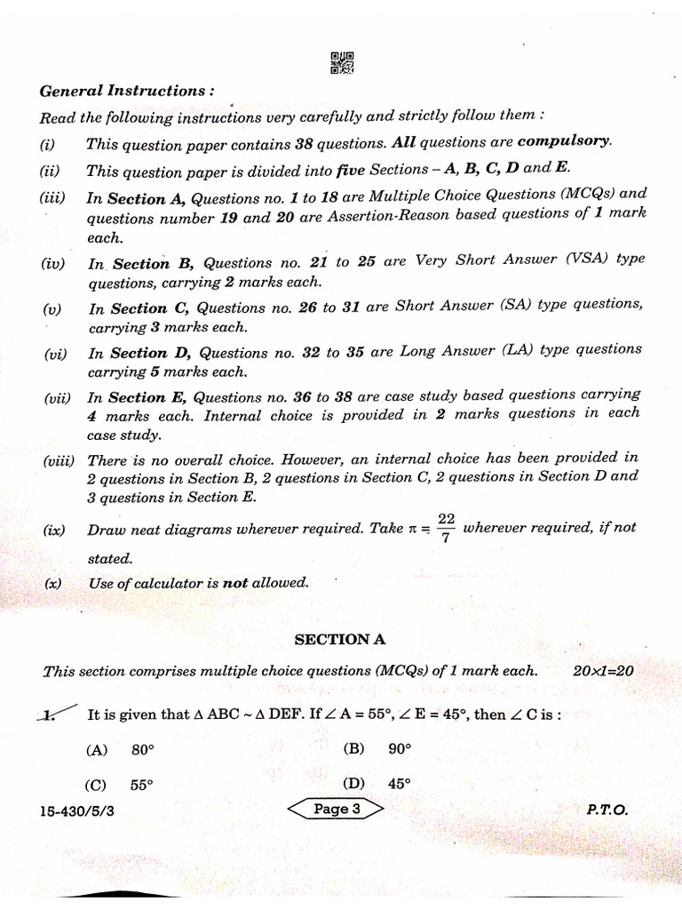 Mathematics Set 3 | PDF