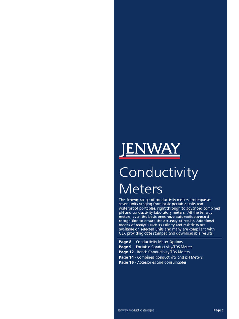 Jenway Conductivity Meters Overview | PDF | Calibration | Ph