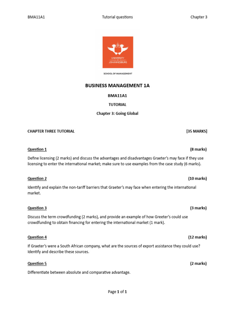 Chapter 3 Tutorial Questions | PDF