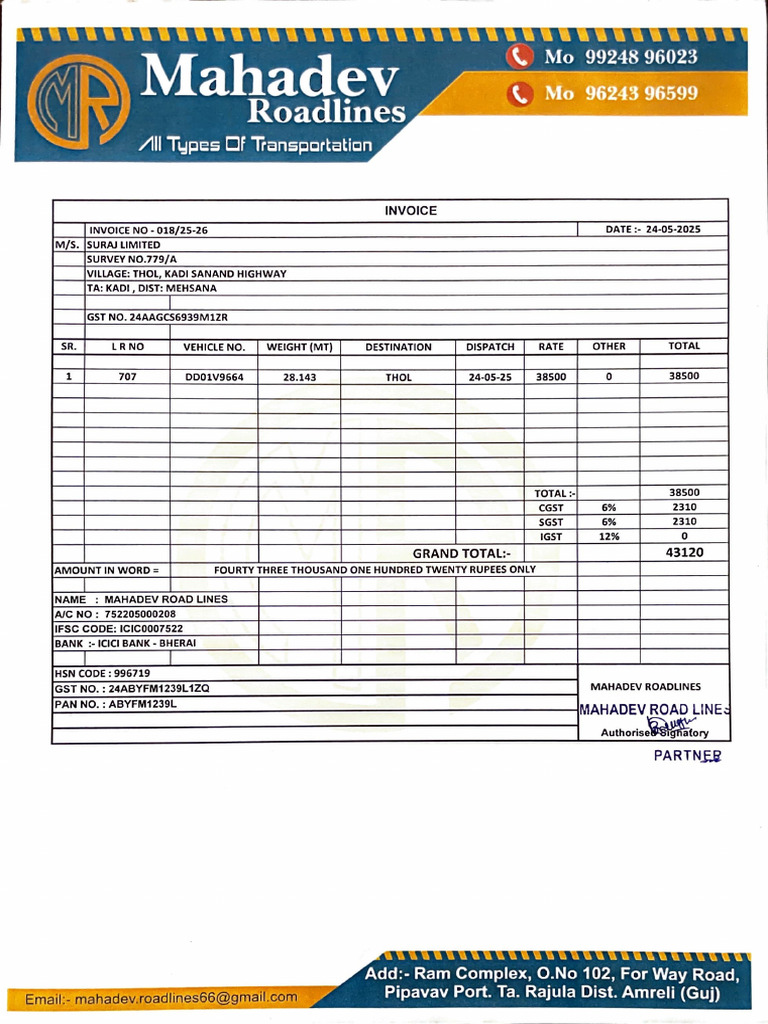 Suraj Limited Invoice No 18 | PDF | Trade | Governance