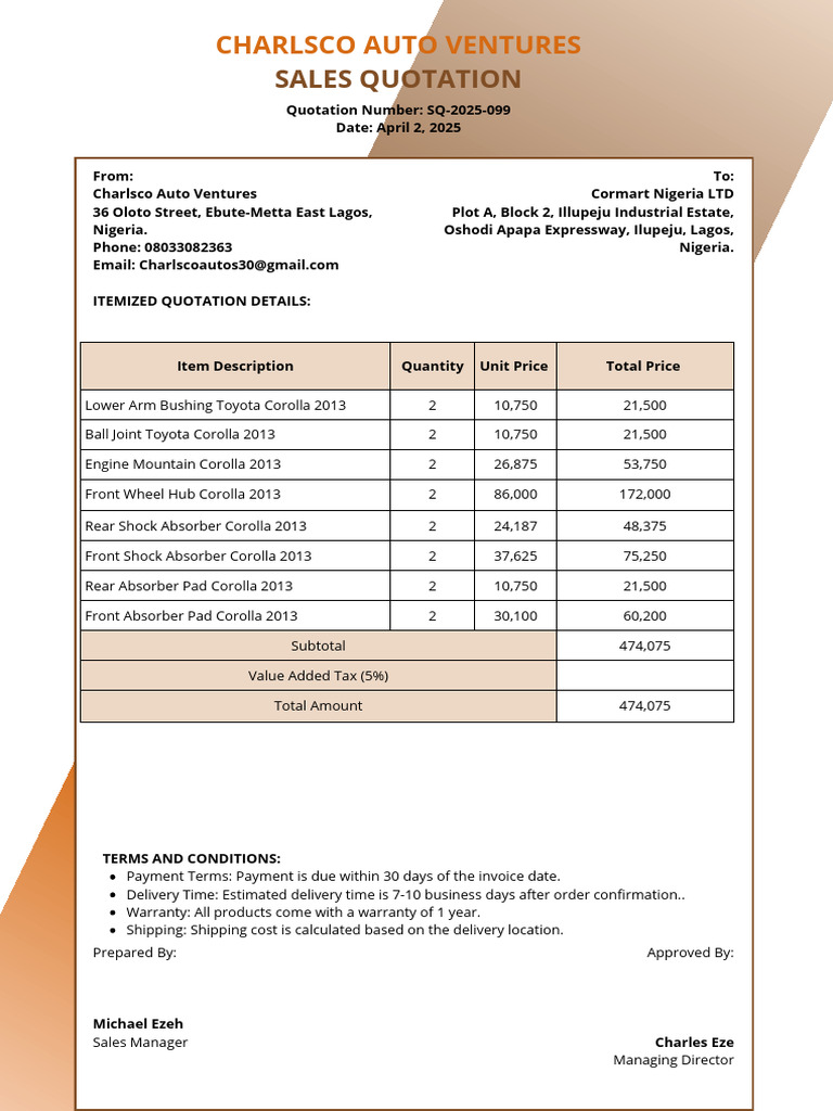 Brown White Simple Gradient Sales Quotation A4 Document | PDF