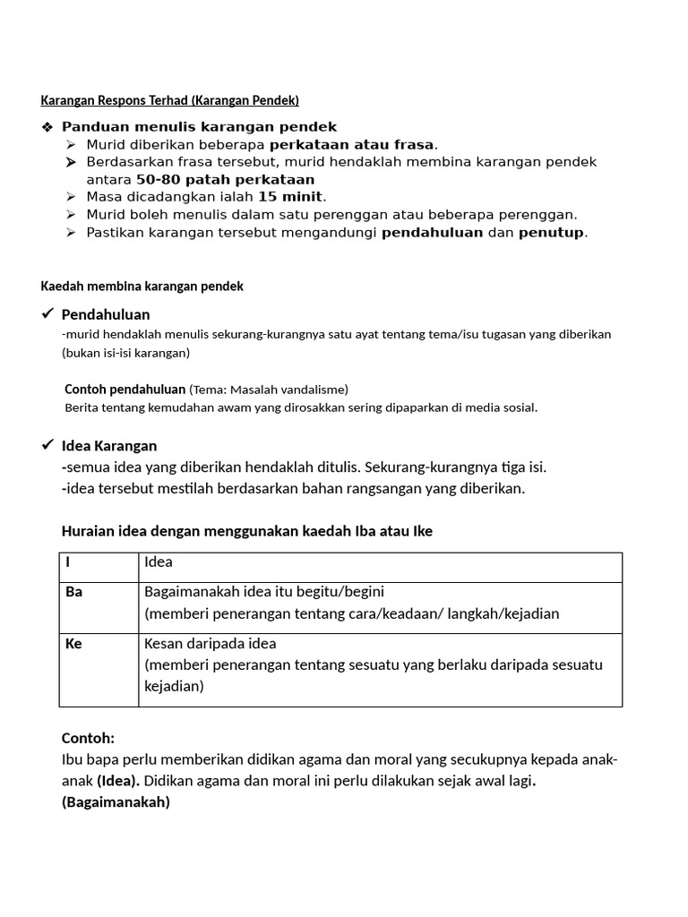 Karangan Respons Terhad | PDF