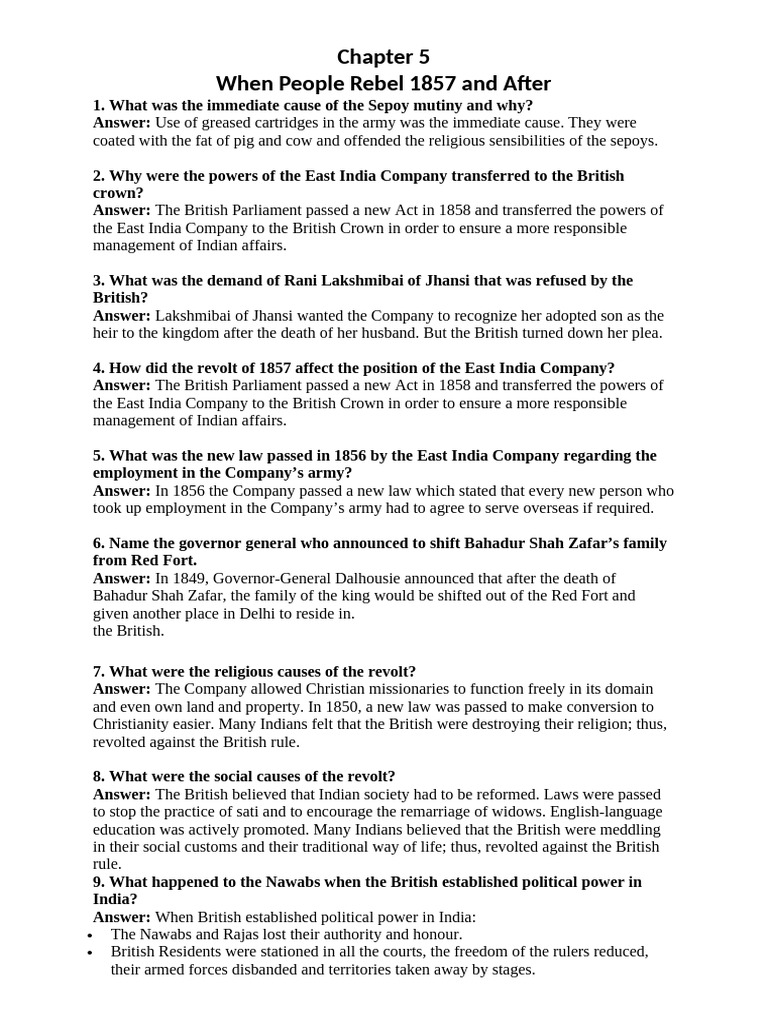 When People Rebel 1857 and After1 | PDF | Indian Rebellion Of 1857 ...