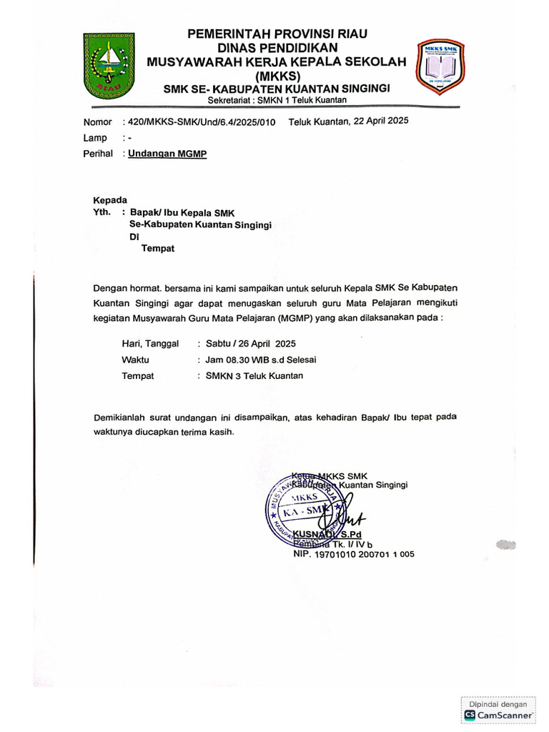 Undangan MGMP | PDF