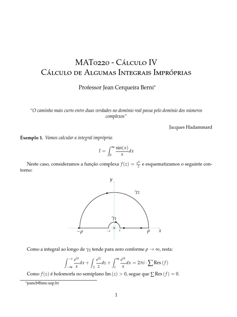 Integrais Improprias | PDF | Analise matemática | Matemática