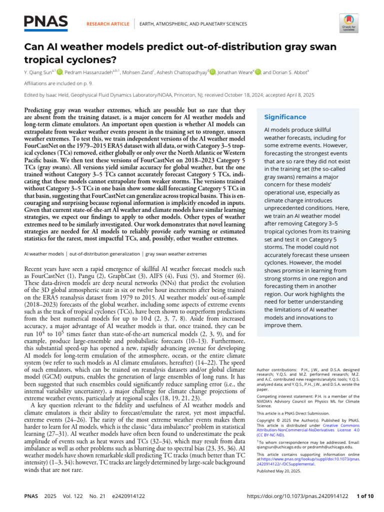 Sun Et Al Can Ai Weather Models Predict Out of Distribution Gray Swan ...