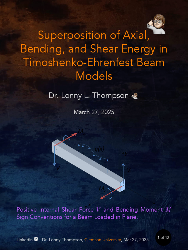 Superposition of Axial, Bending, Shear Energy in Beams | PDF | Bending | Beam (Structure)