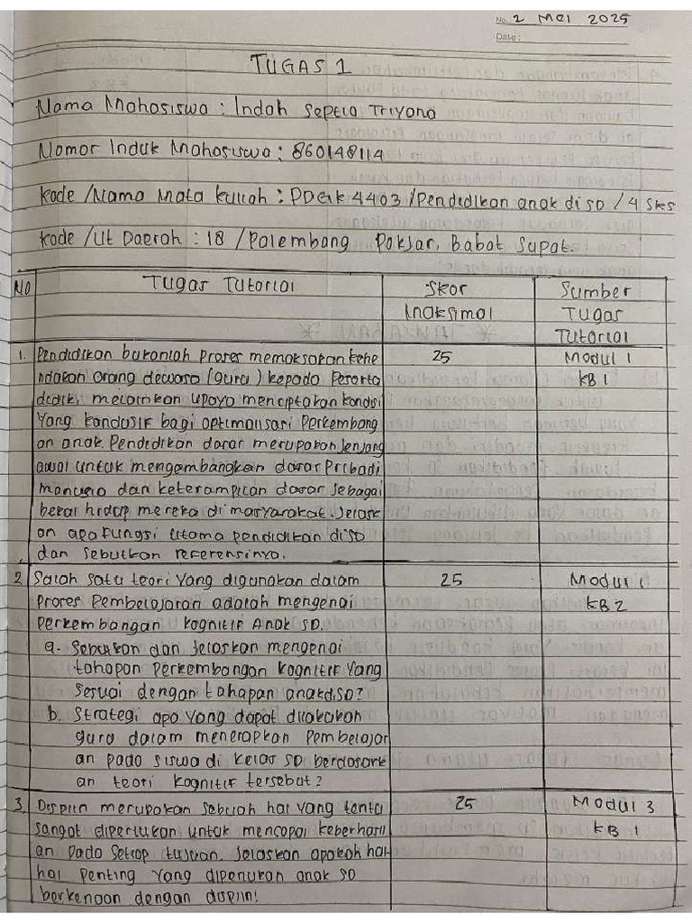 Tuton Tugas 1 Pdgk4403 | PDF