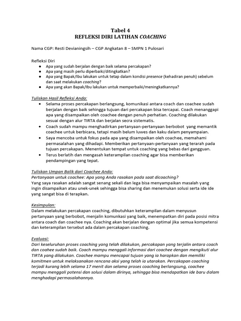 Modul 2.3 Ruang Kolaborasi Refleksi Coaching | PDF