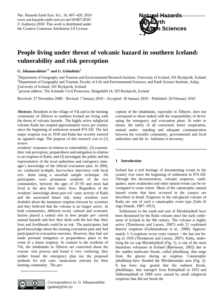 3-5-1 People - Living - Under - Threat - of - Katla | PDF | Risk | Volcano
