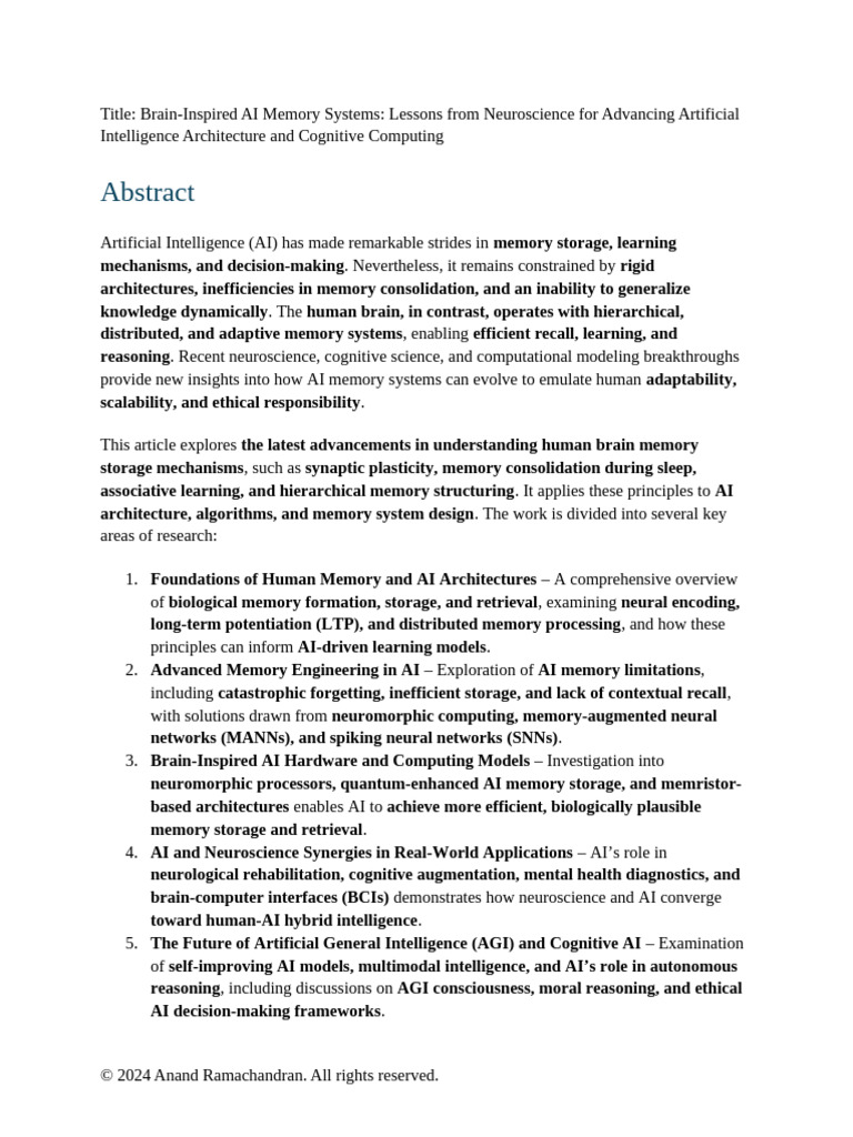 Brain-Inspired AI Memory Innovations | PDF | Memory | Artificial ...