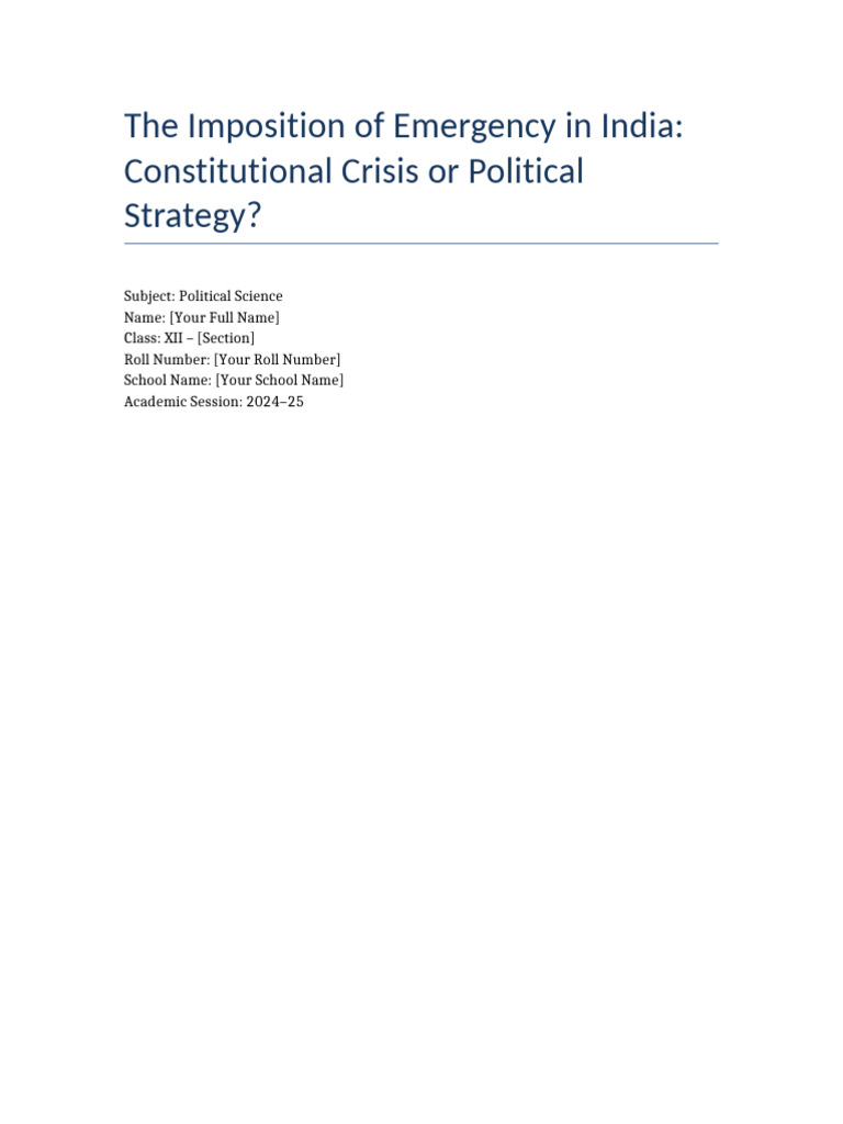 Emergency in India: Crisis or Strategy? | PDF