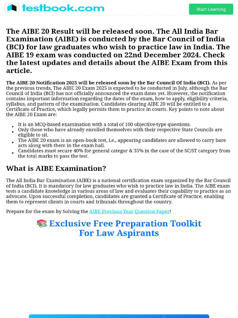 AIBE 2025exam Info | PDF