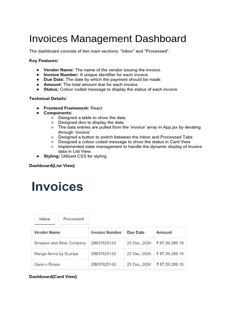 Invoices Management Dashboard | PDF