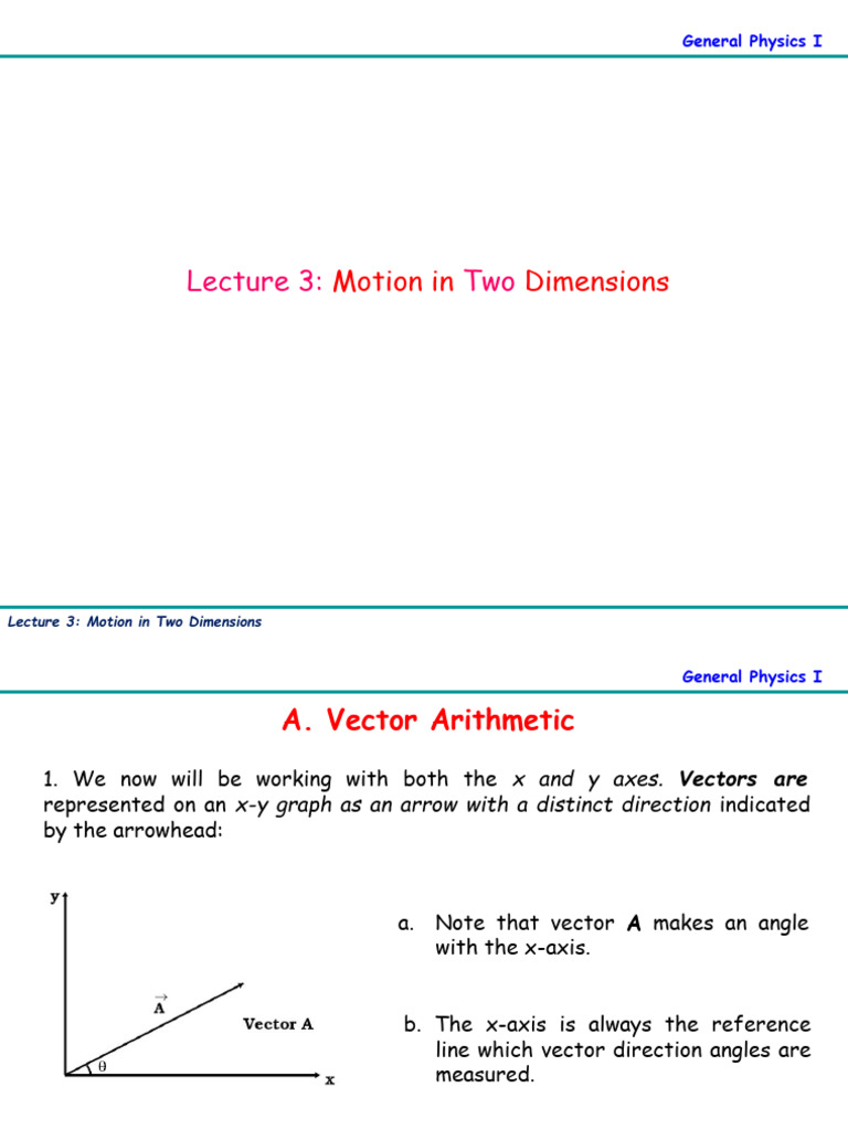 Motion in Two Dimensions: Vectors & Projectile | PDF | Euclidean Vector ...